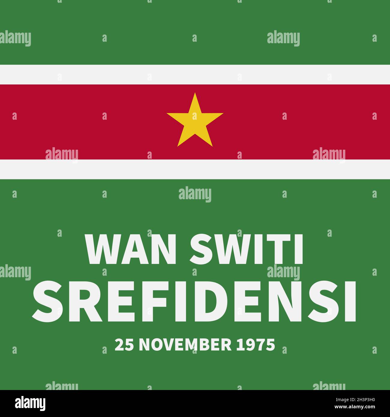 Suriname Independence Day typography poster in Dutch. National holiday ...