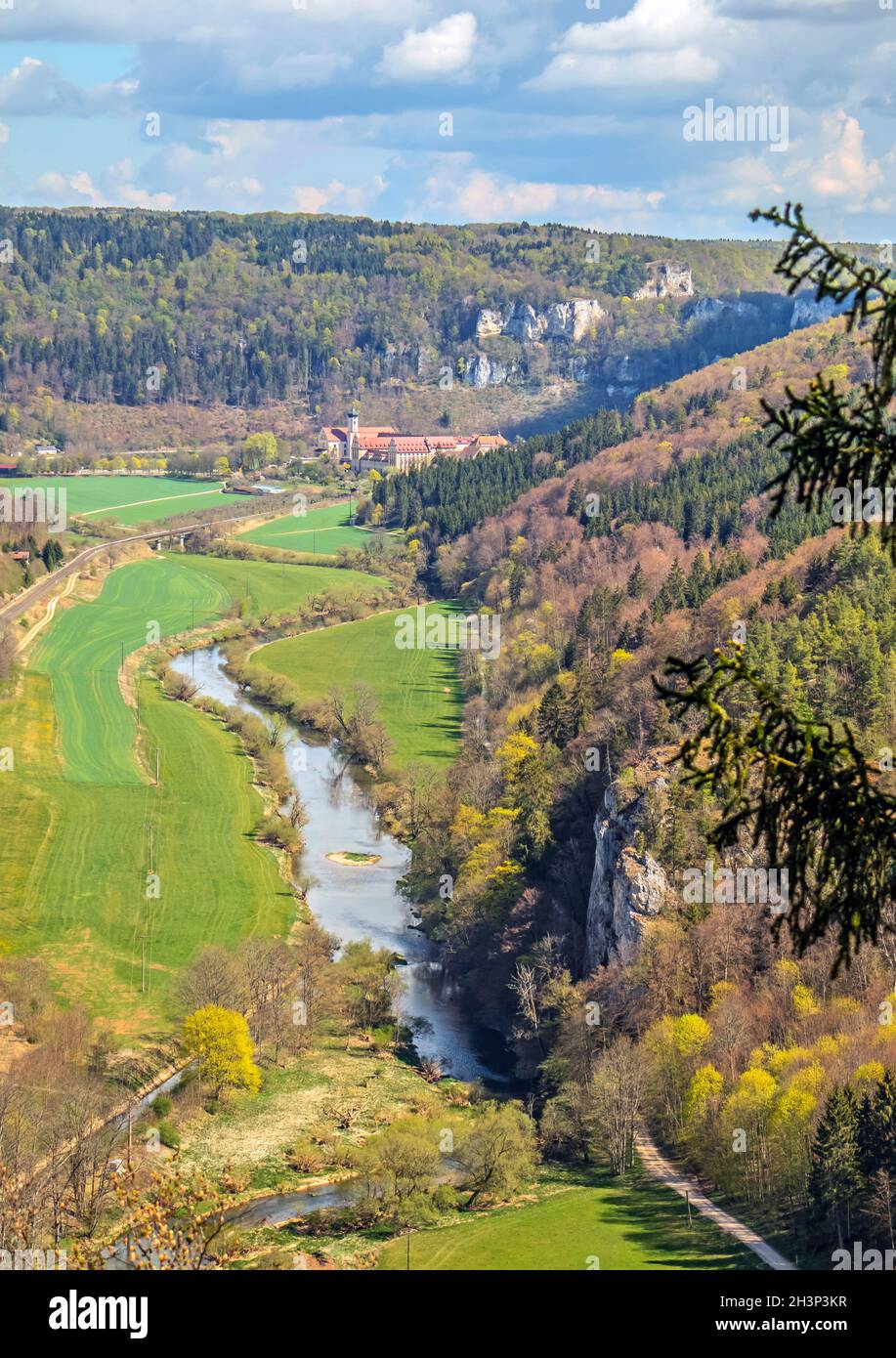 Danube Valley with Beuron Monastery, district Sigmaringen Stock Photo ...