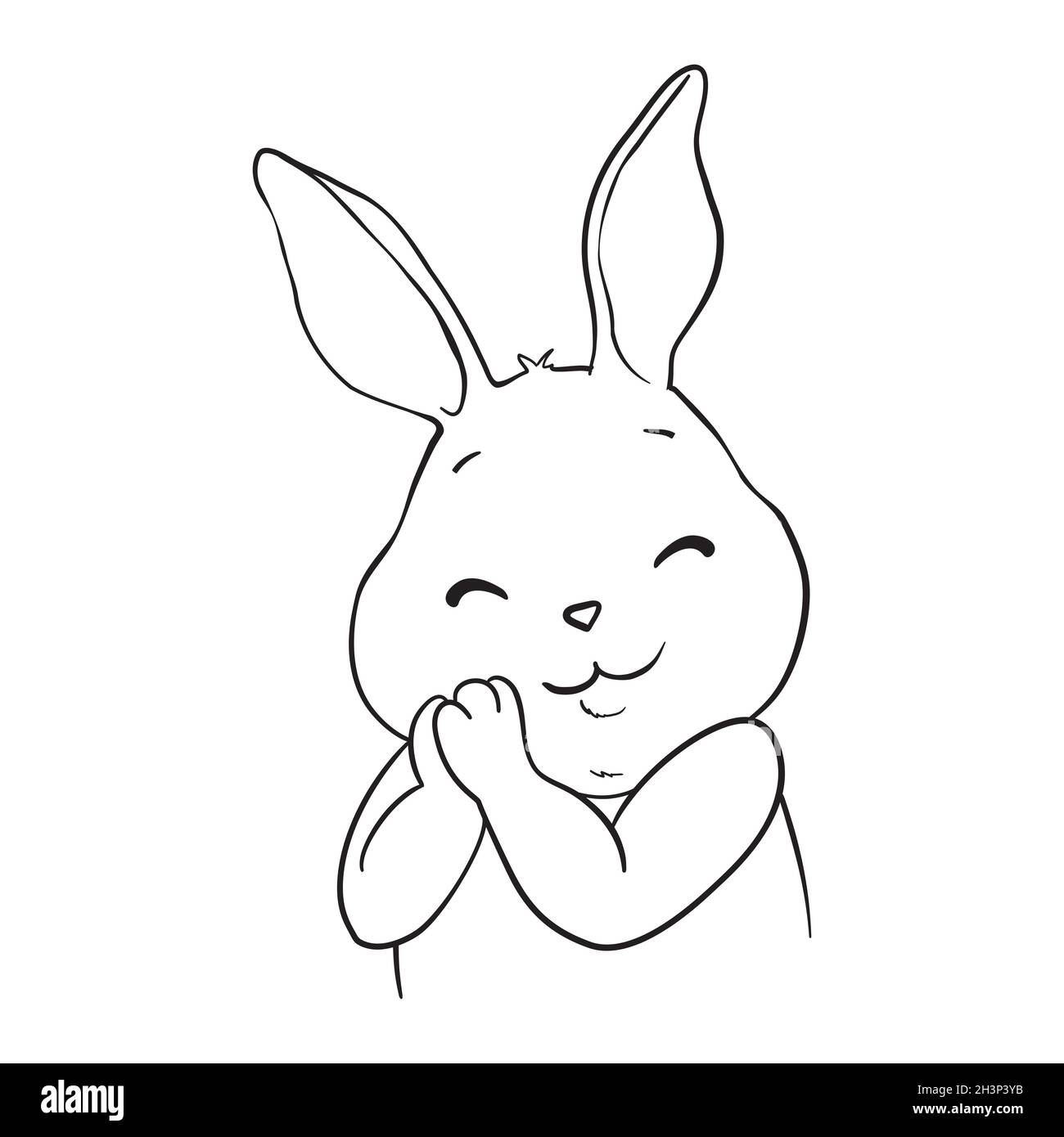 Rabbit close-up sketch, contour on a white background looks like ...