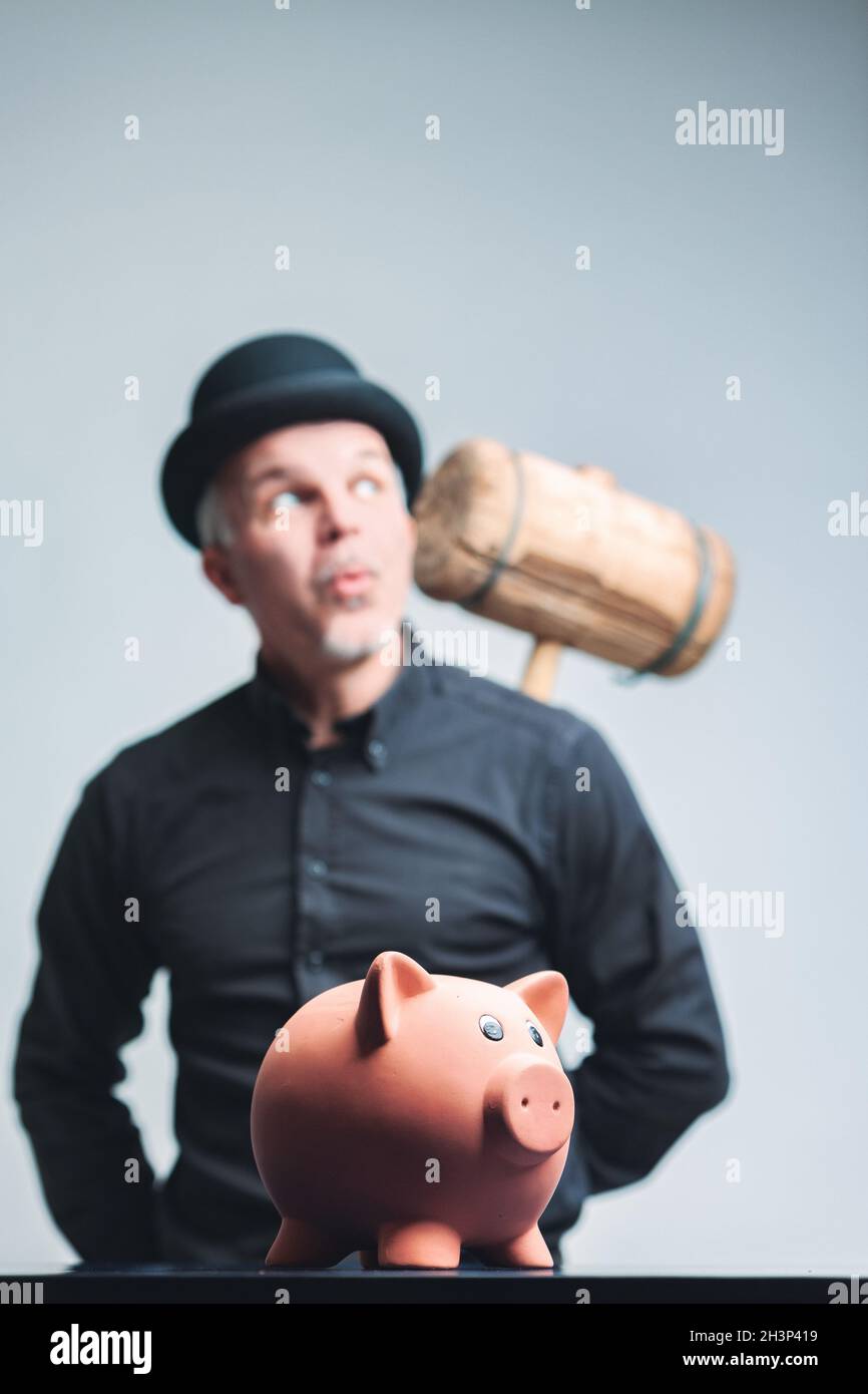 Man holding large mallet hi-res stock photography and images - Alamy