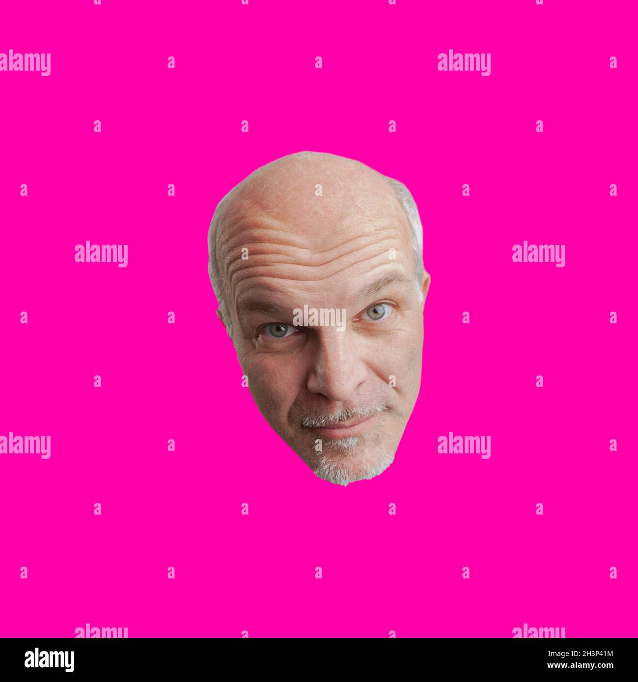 Cutout of the head of a senior man with goatee beard centered on a ...