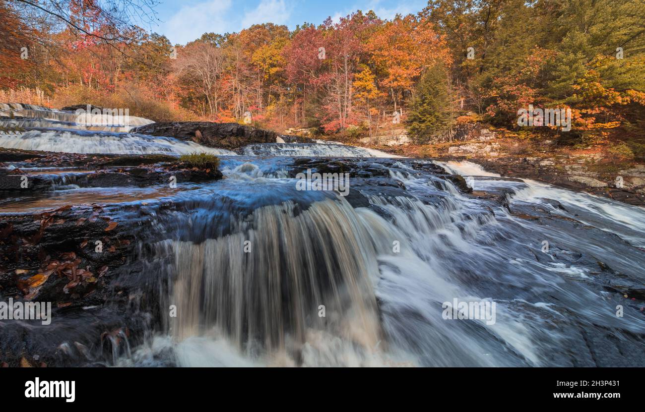 Shohola Falls in the Pennsylvania Poconos on a beautiful fall morning ...