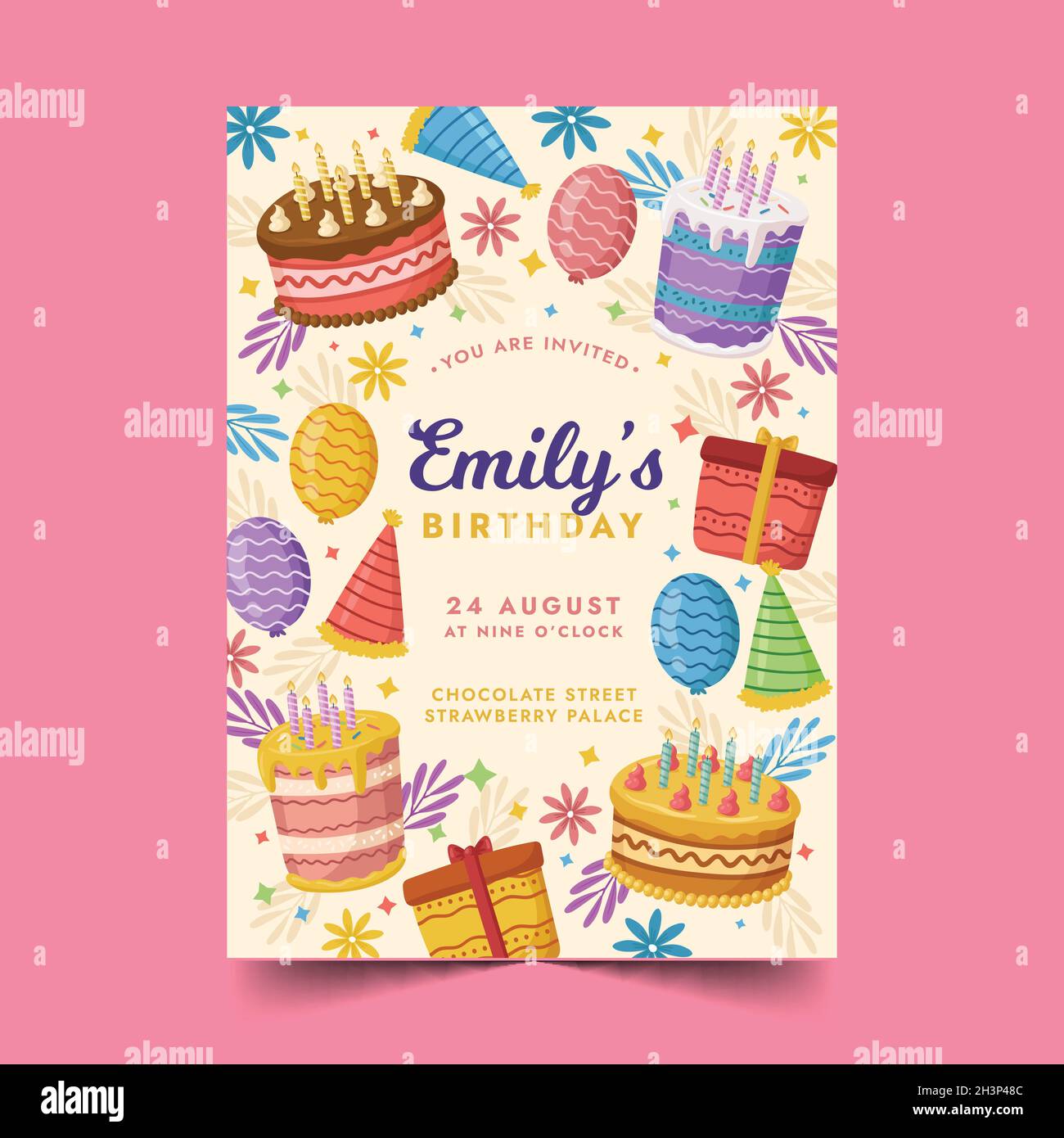 hand drawn birthday invitation template vector design illustration ...
