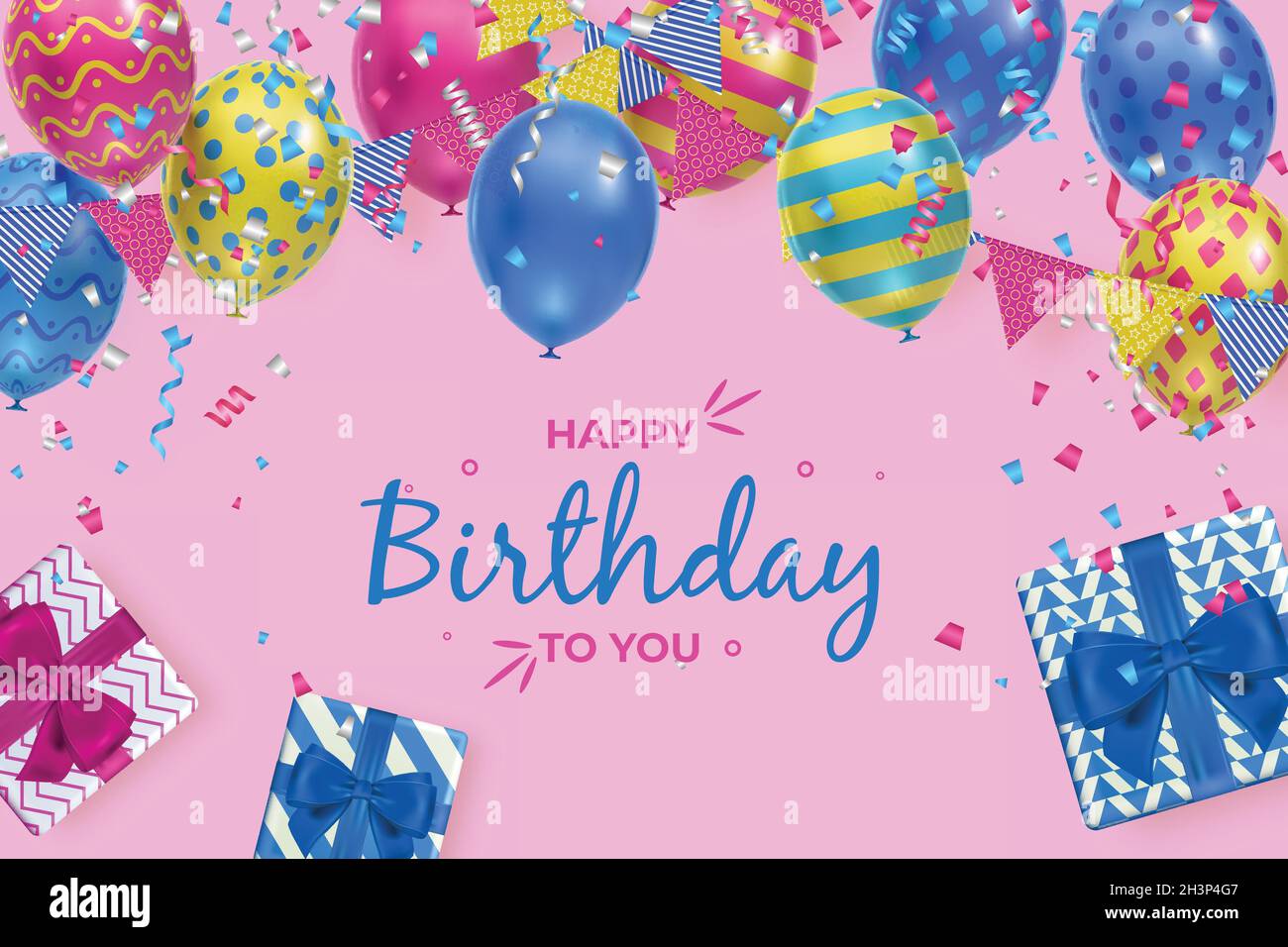 realistic birthday background with balloons vector design illustration ...