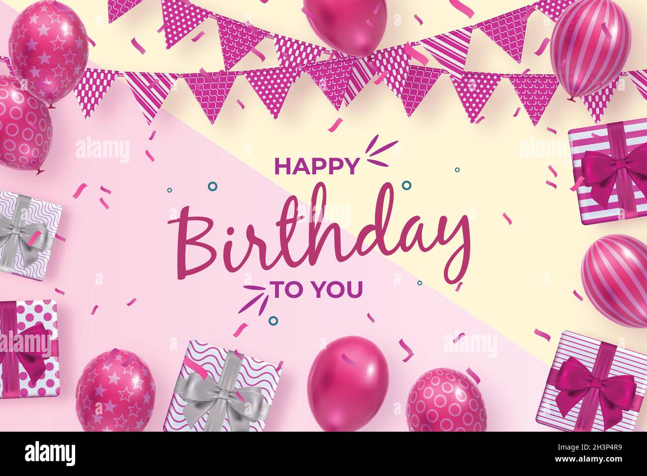 realistic birthday background with balloons vector design illustration ...