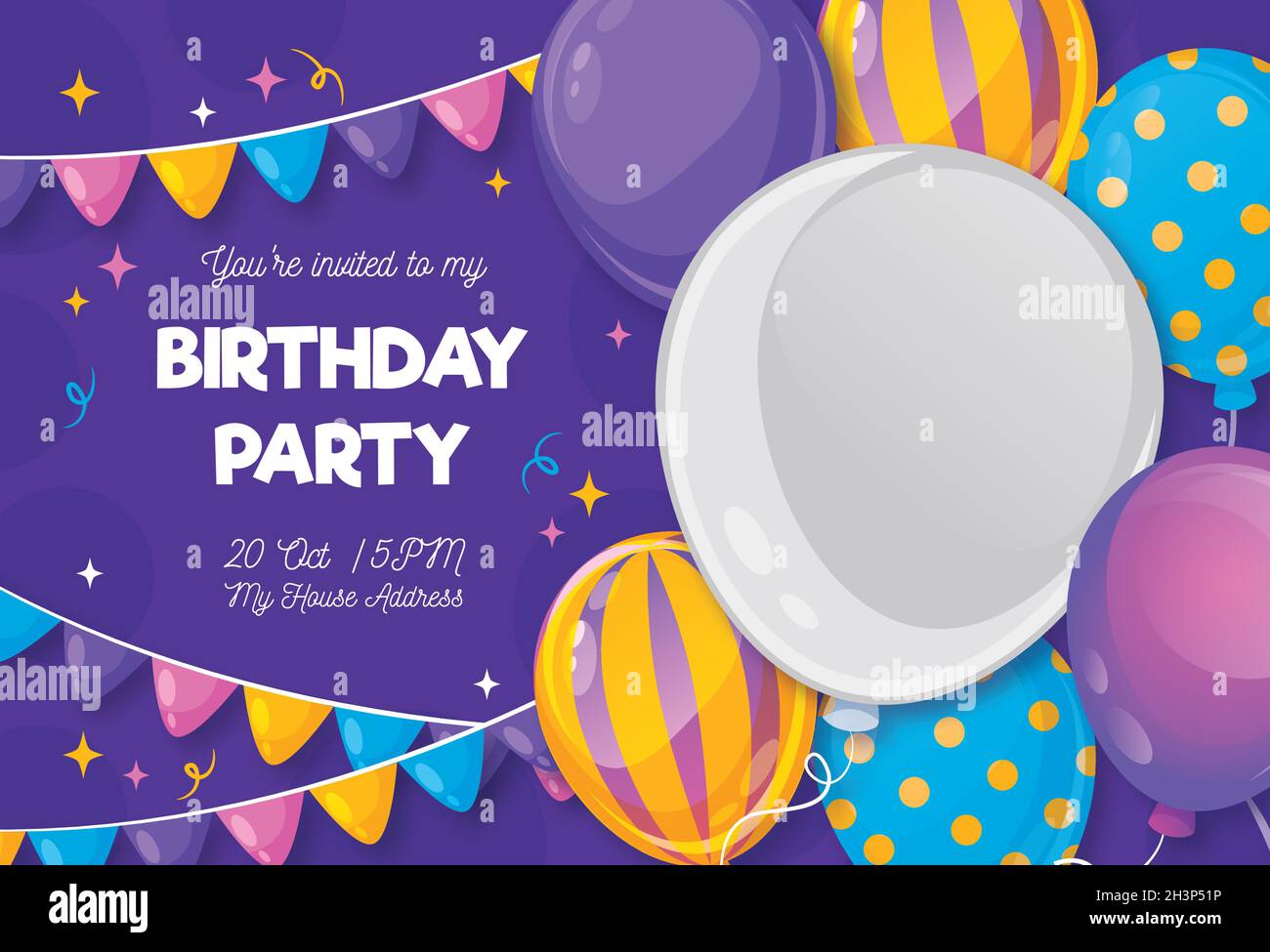 birthday party card ready print vector design illustration Stock Vector ...