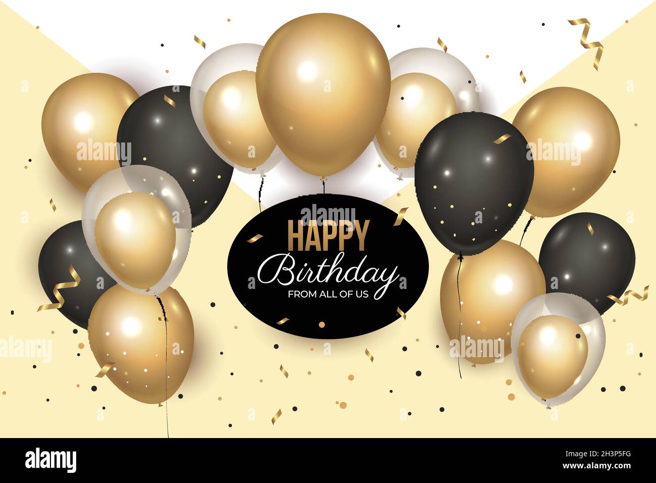 realistic birthday background with golden balloons vector design ...