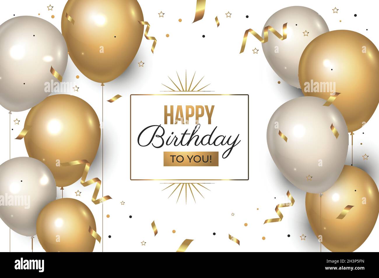 realistic birthday background with golden balloons vector design ...
