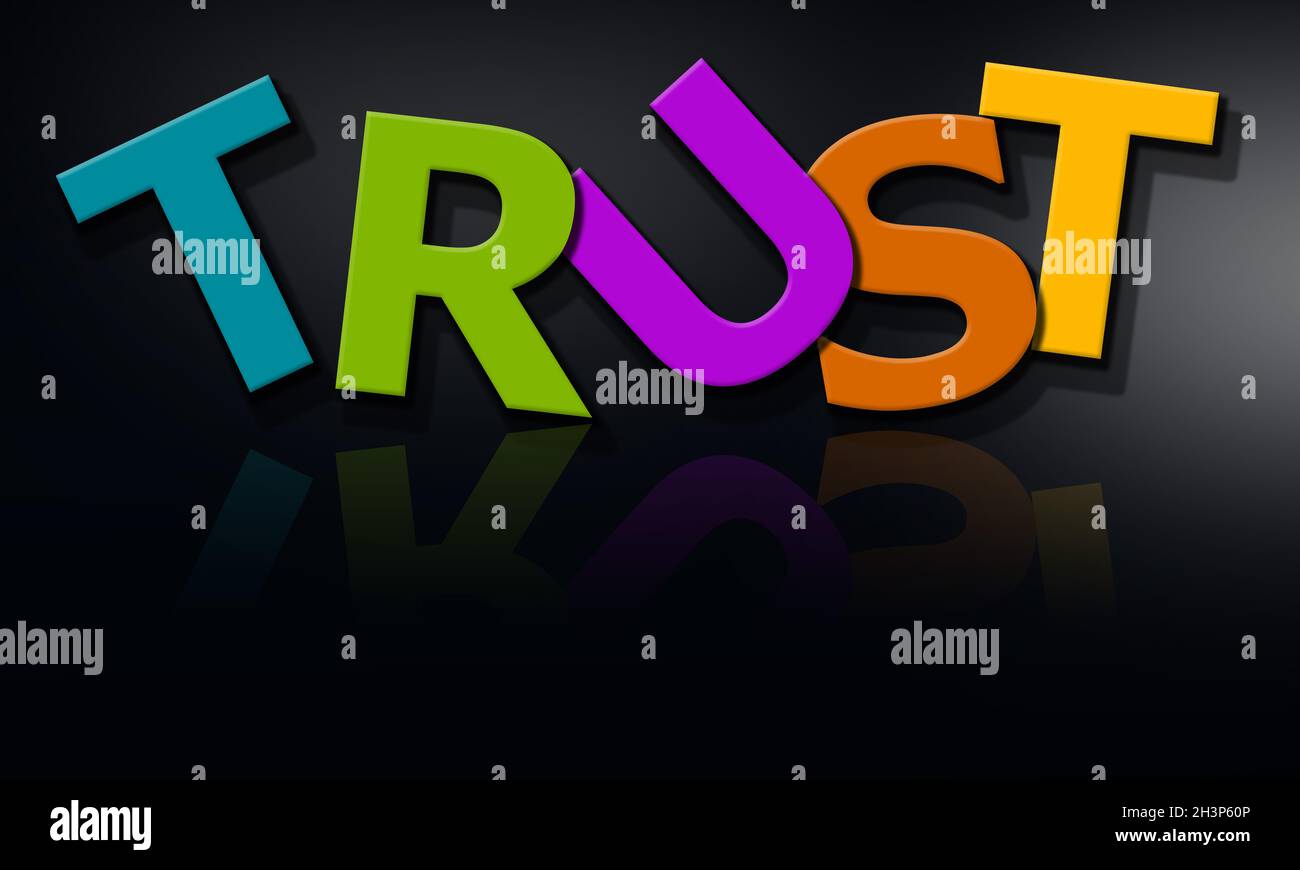 Trust word composed of multicolored alphabet Stock Photo - Alamy