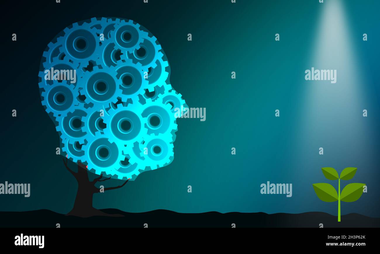 Human head with cogs hi-res stock photography and images - Alamy
