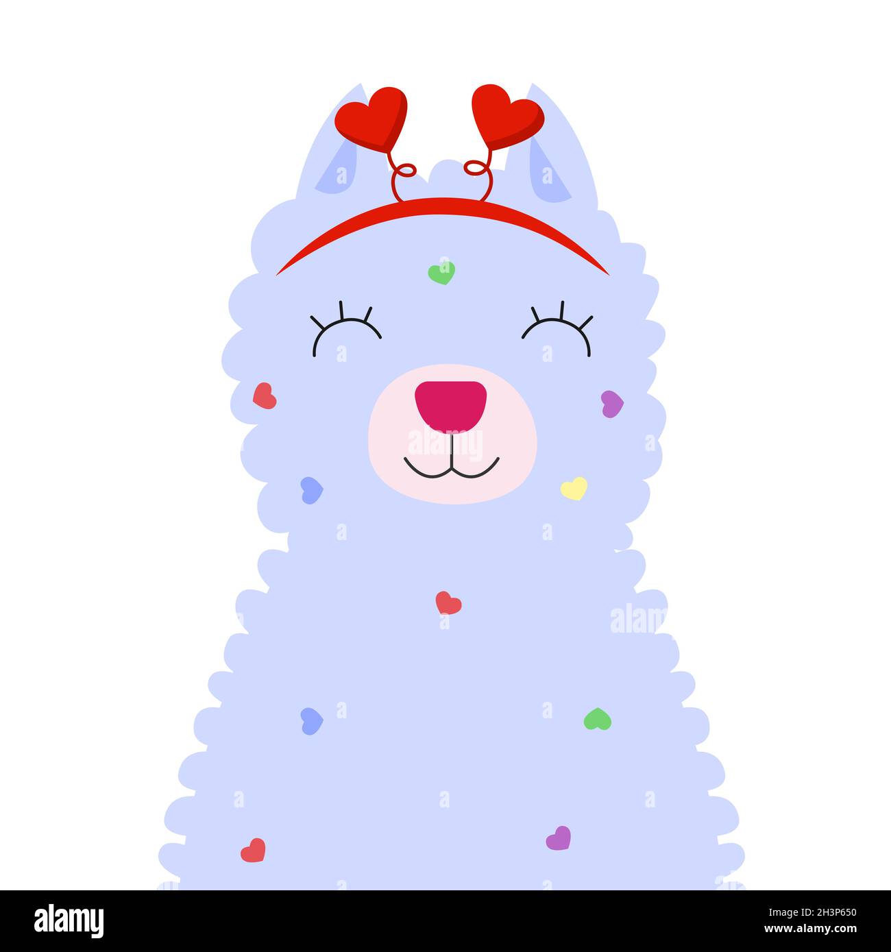 Llama alpaca blue color fur wool cute wearing hair band of heart and ...