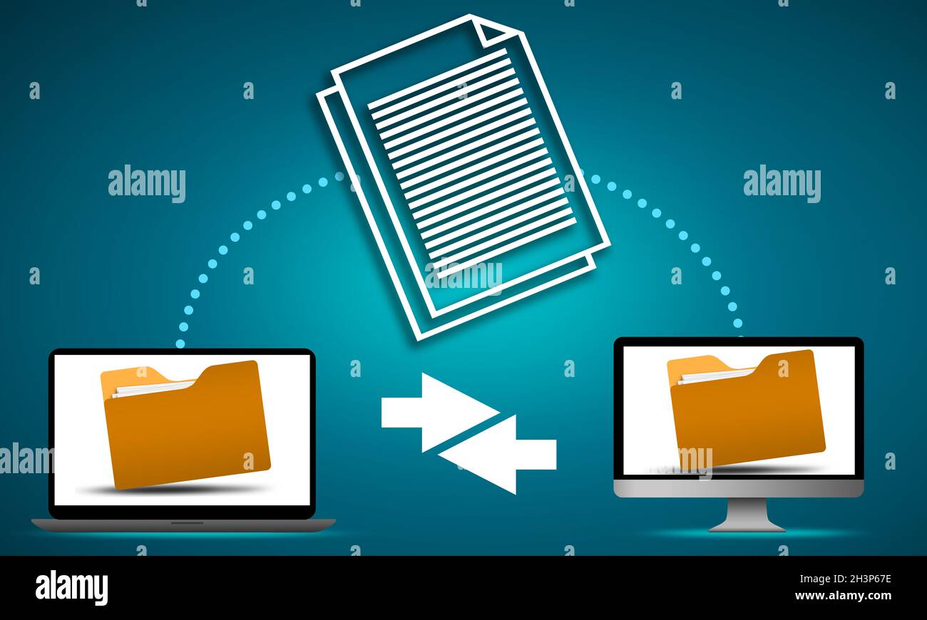 File sharing concept with data transfer between computers Stock Photo ... File sharing concept with data transfer between computers Stock Photo ...