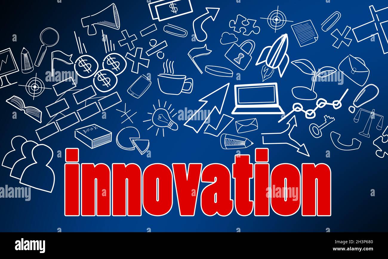 Innovation text with creative drawing for success concept Stock Photo ...