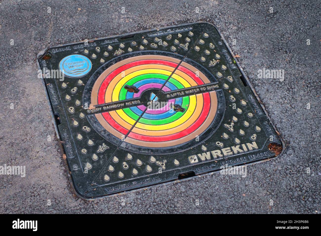 A special commemorative cast iron Thames Water 'Rainbow' manhole cover ...