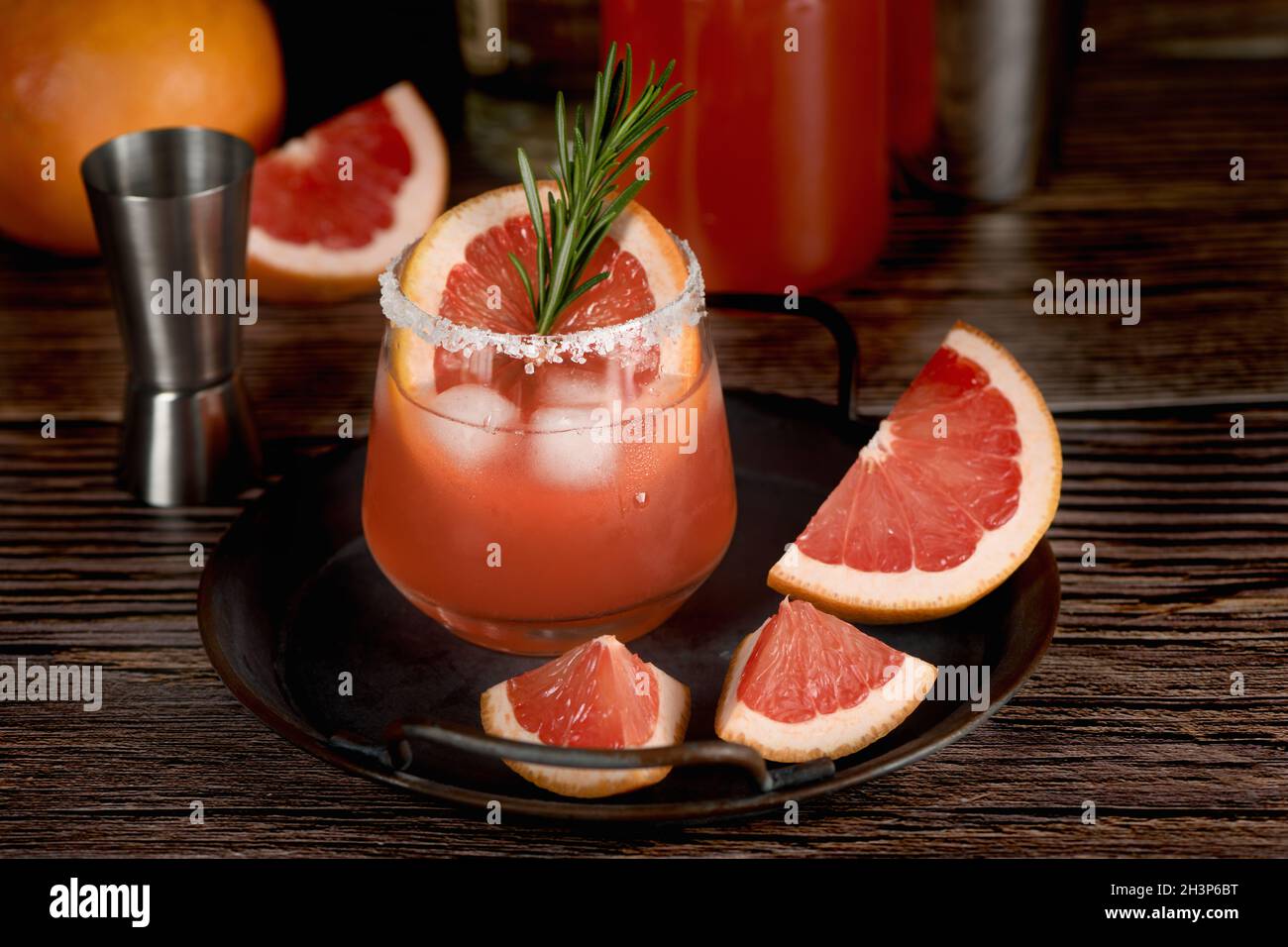 Cocktail of fresh pink Paloma Stock Photo - Alamy