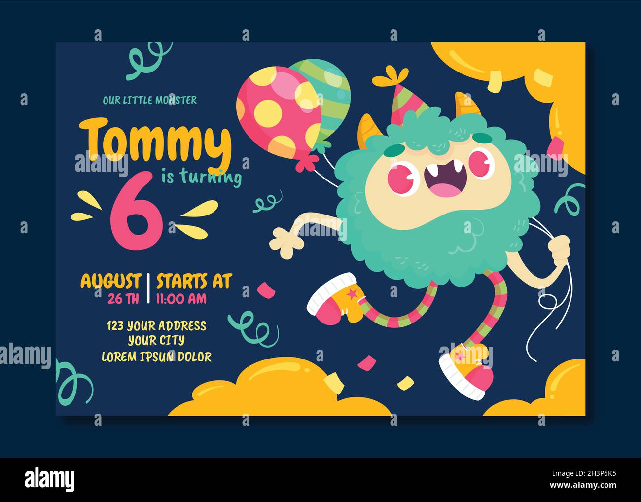 Happy birthday card monster Stock Vector Images - Alamy