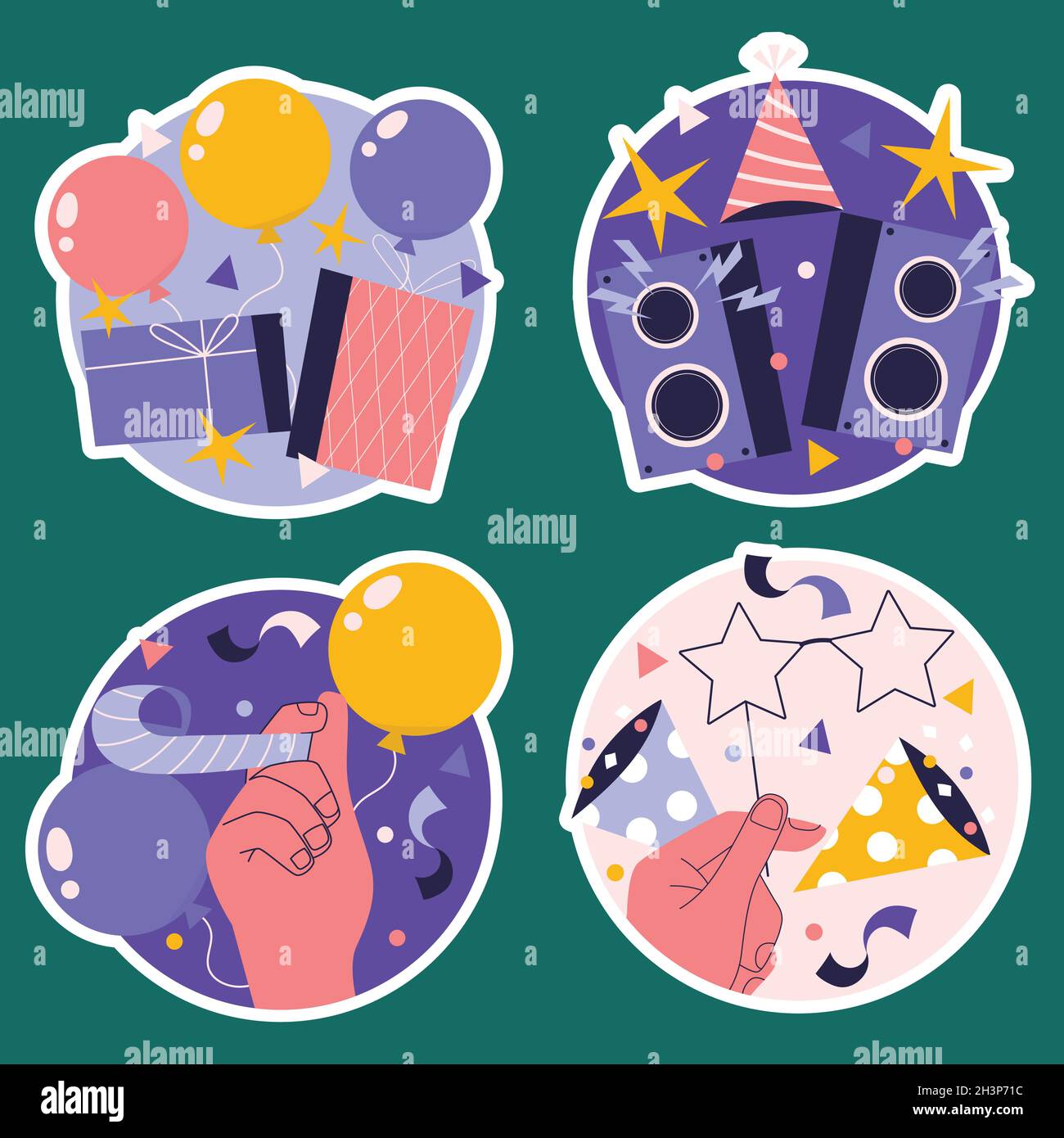 birthday party elements set vector design illustration Stock Vector ...