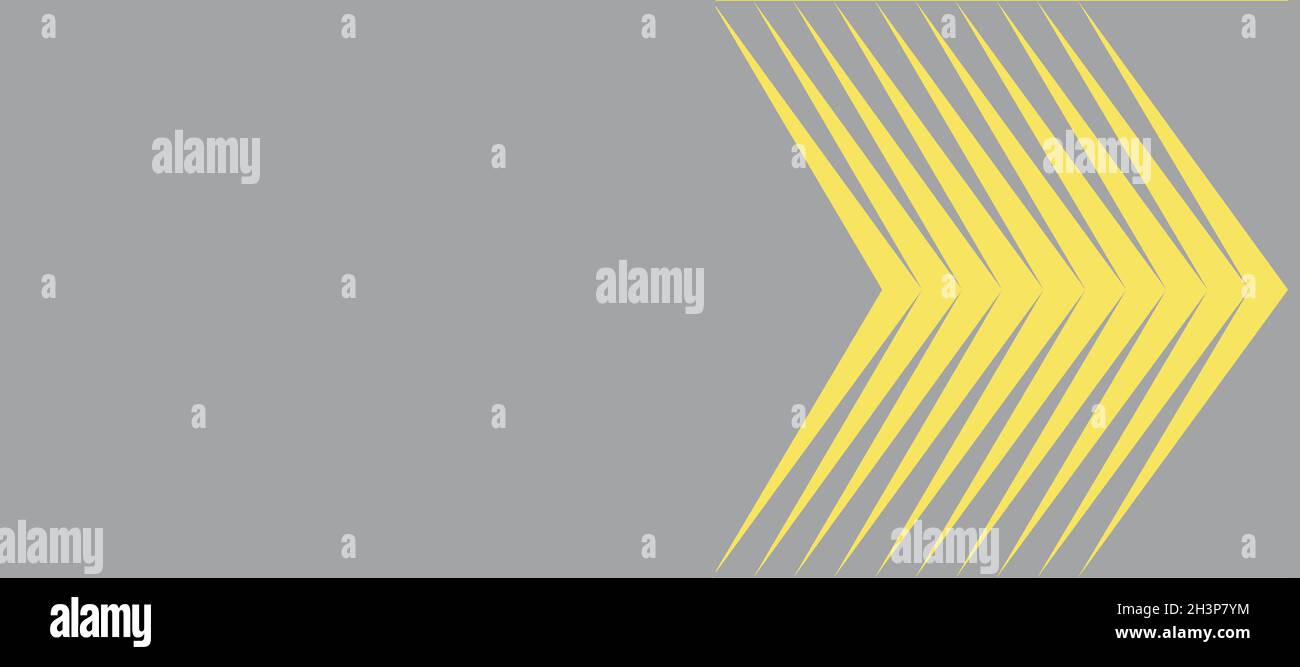 Illustration of yellow arrows on a gray background. Color trend of the ...