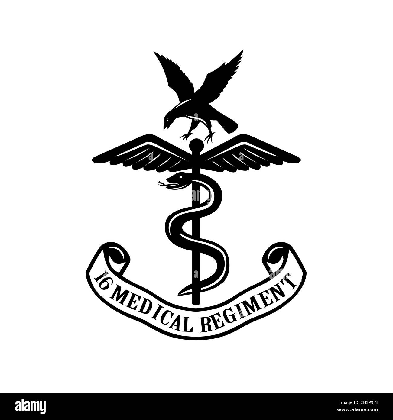 Emblem of the 16 Medical Regiment Black and White Stock Photo - Alamy