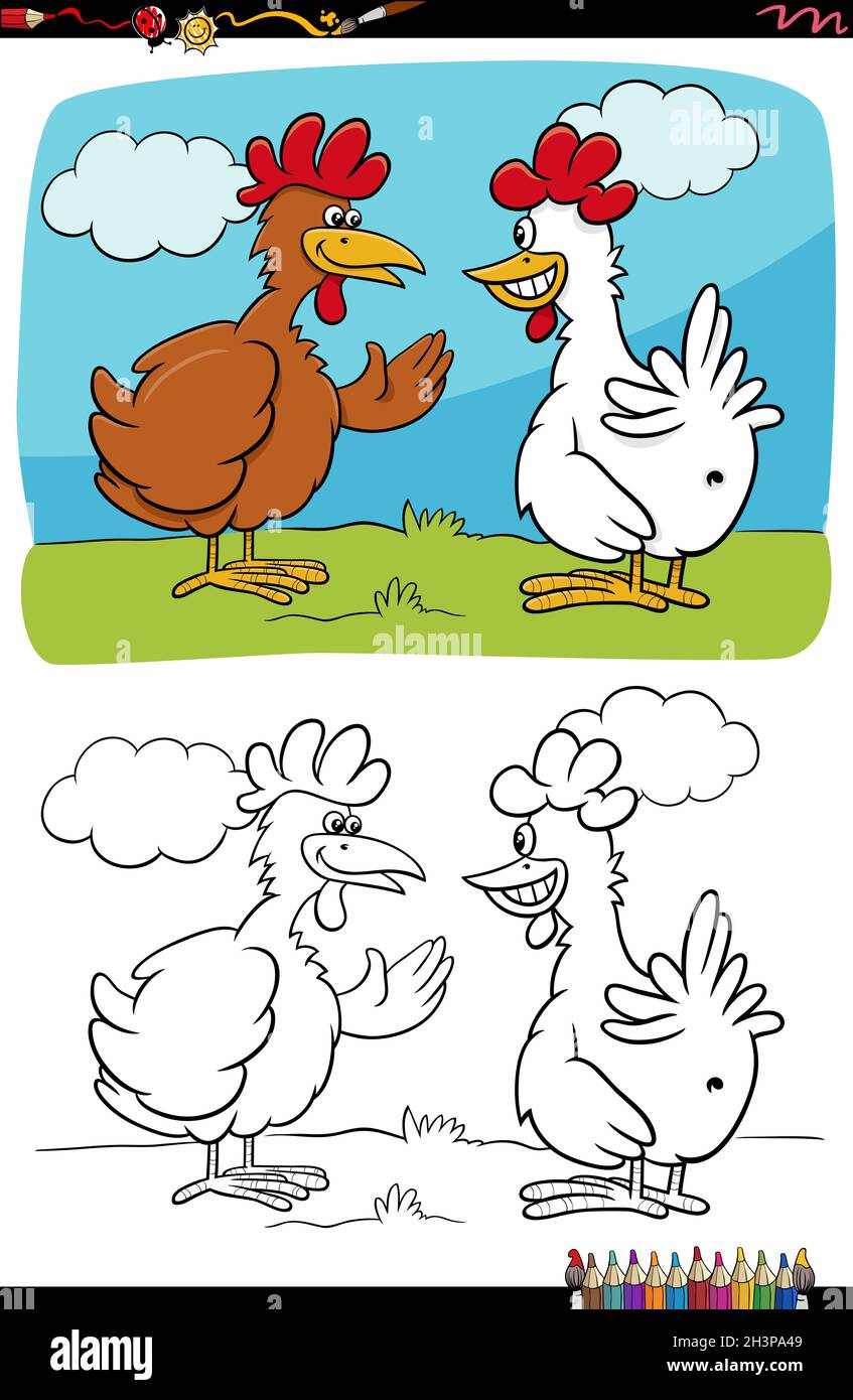 Cartoon Crazy Chickens