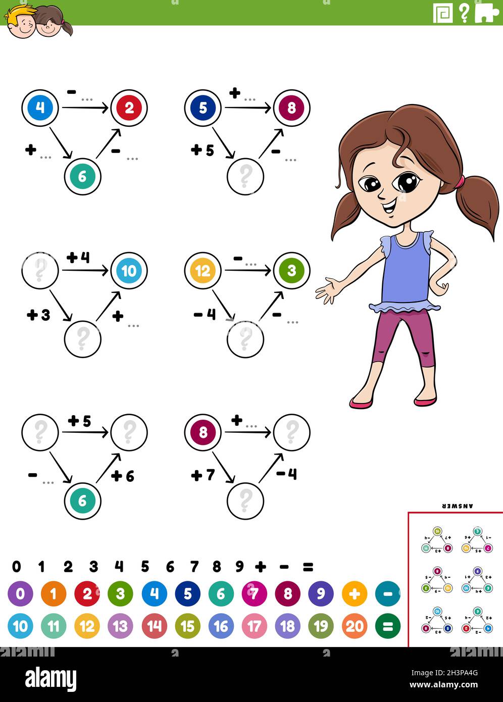 Math Calculation Educational Worksheet Page Stock Photo Alamy