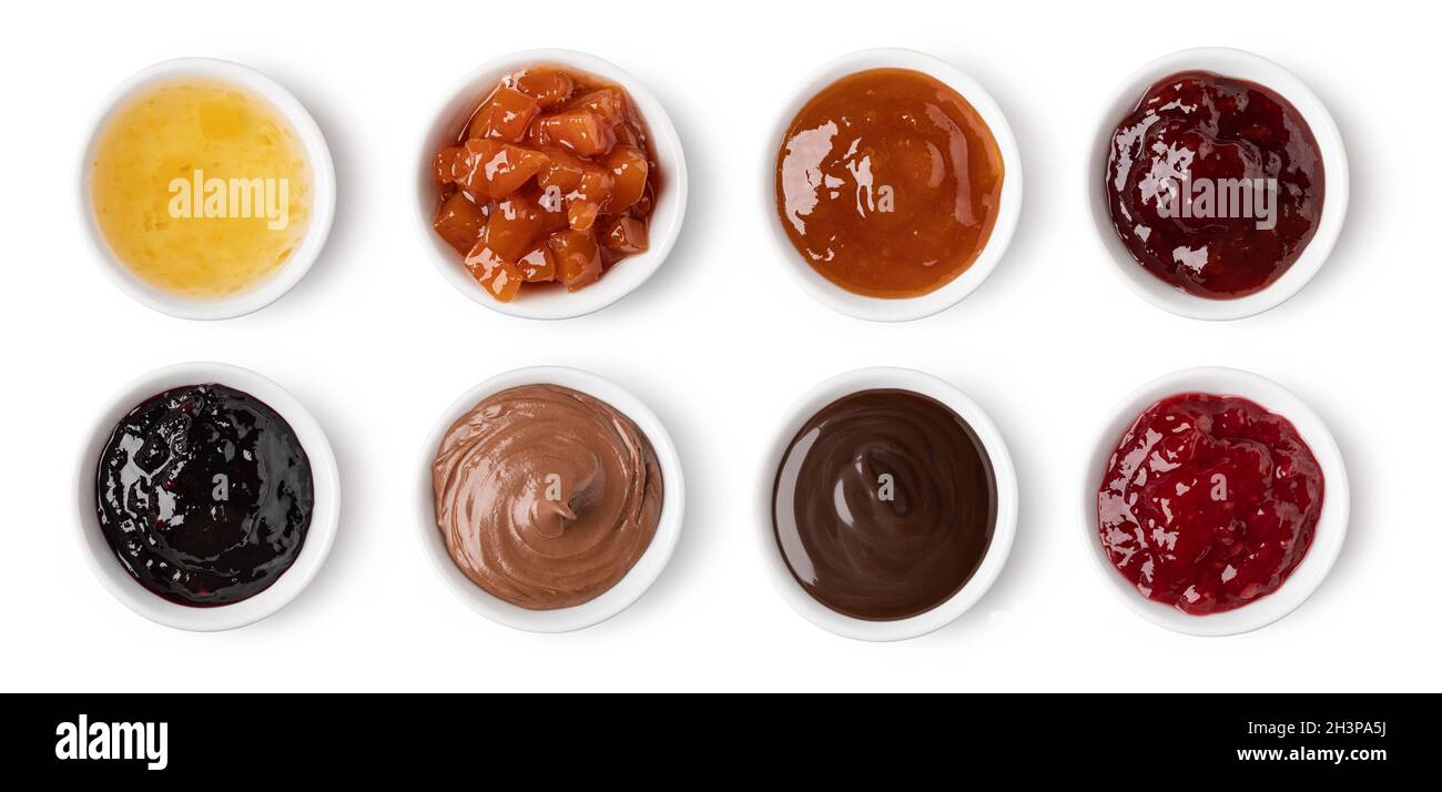 Set of glass bowl with jam Stock Photo - Alamy