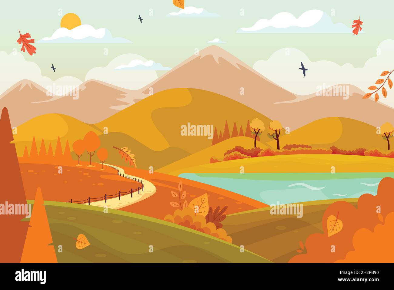 hand drawn autumn background vector design illustration Stock Vector ...