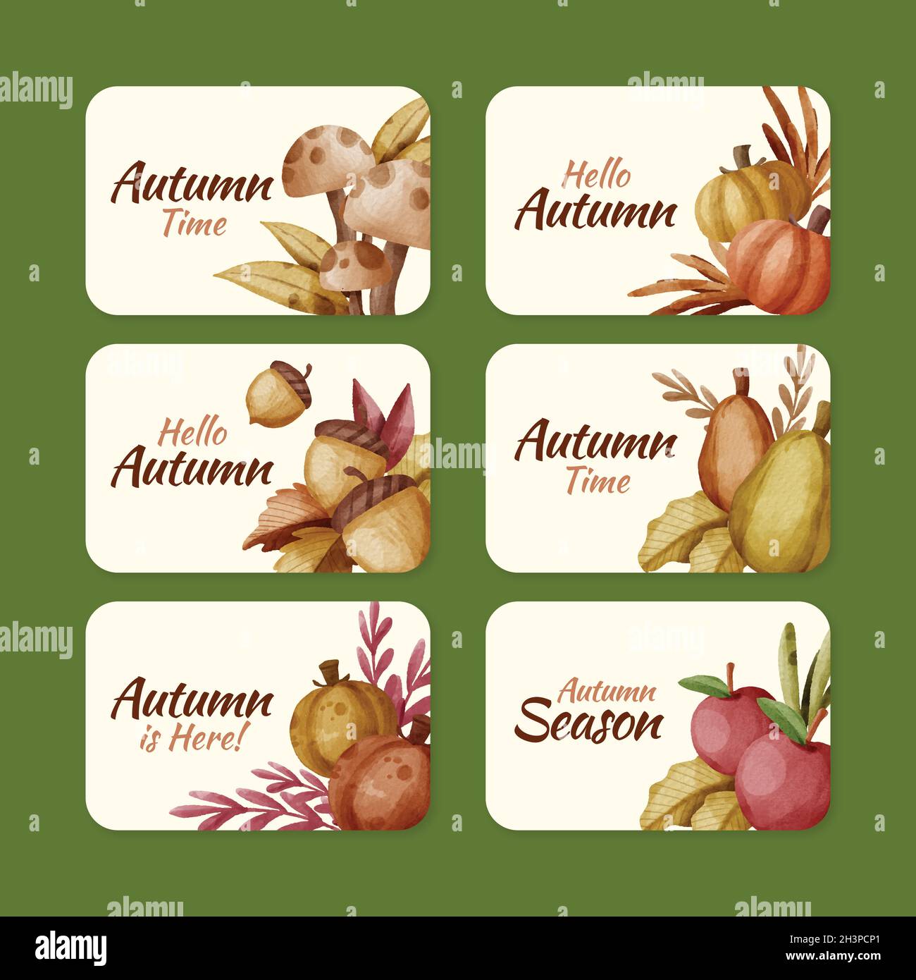 watercolor autumn labels collection vector design illustration Stock ...