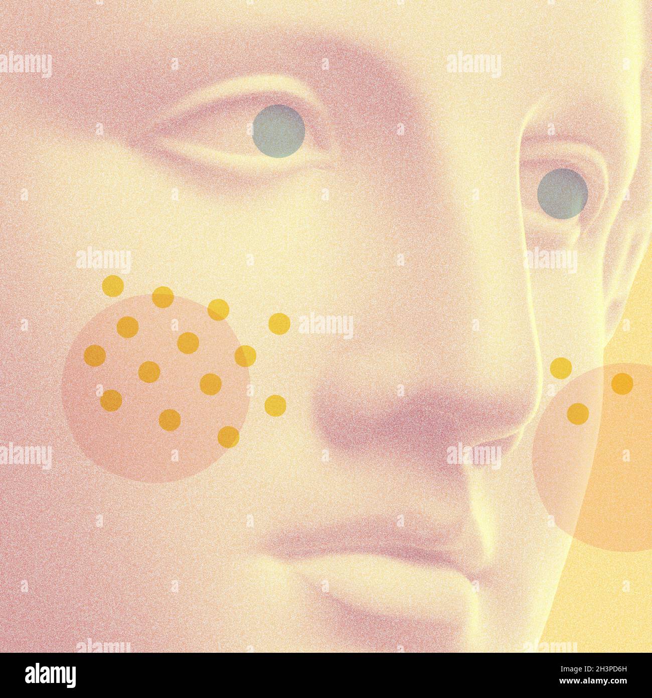 Art collage with antique sculpture of Venus face and numbers, geometric ...