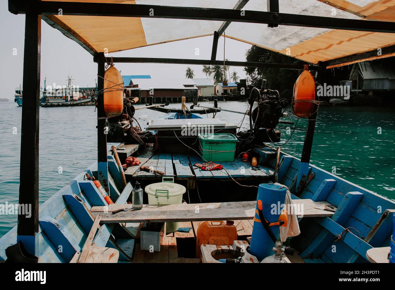 Inside view of a traditional Khmer Fishing Boat Stock Photo - Alamy