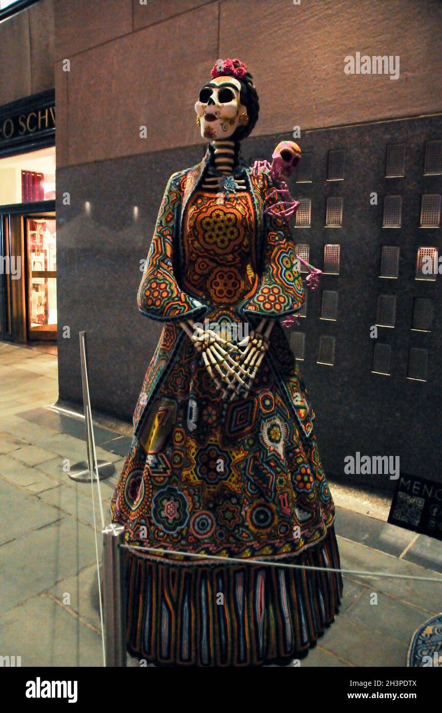 A skeletal sculpture seen on display as part of the Dia de Muertos Art ...