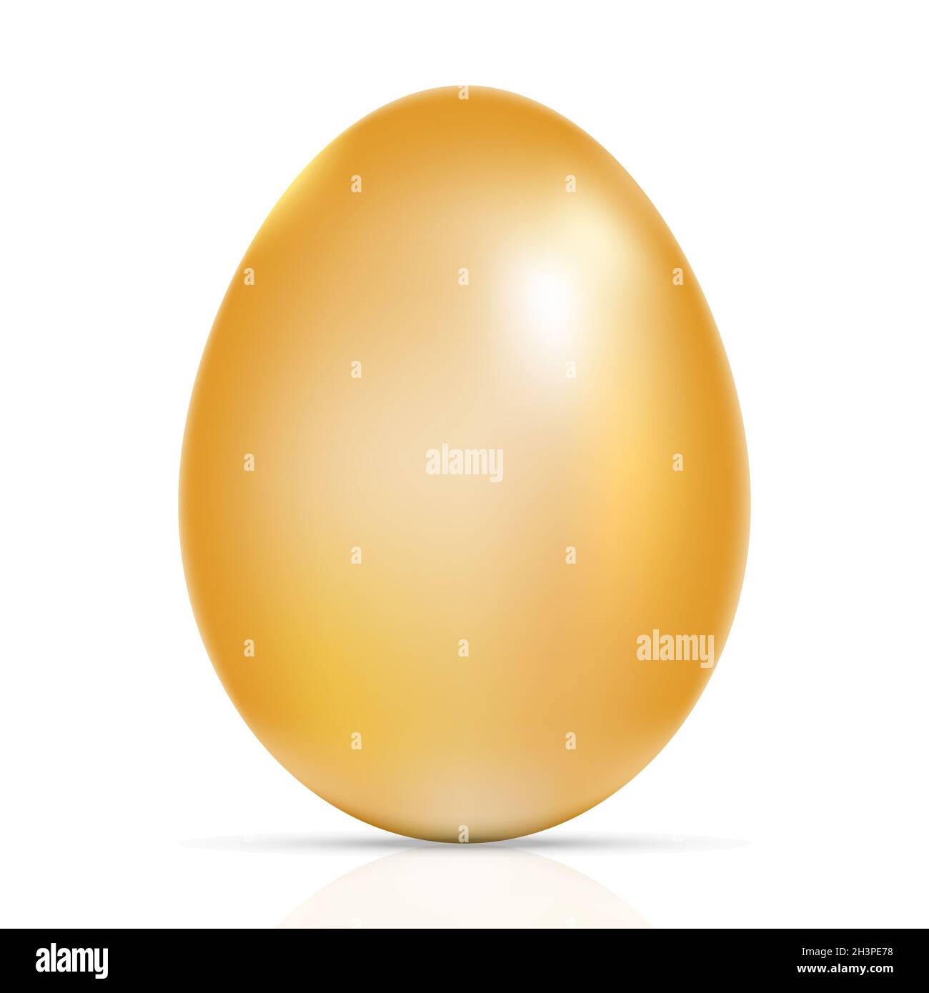 Big realistic golden chicken egg with shadow on white background ...