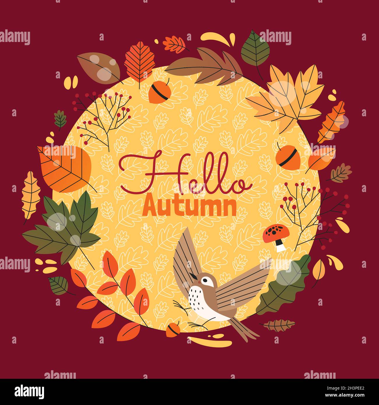 hand drawn autumn background vector design illustration Stock Vector ...