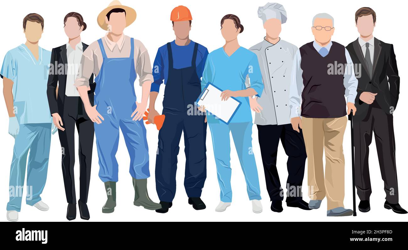 Set of 8 pcs people of different professions on a white background ...
