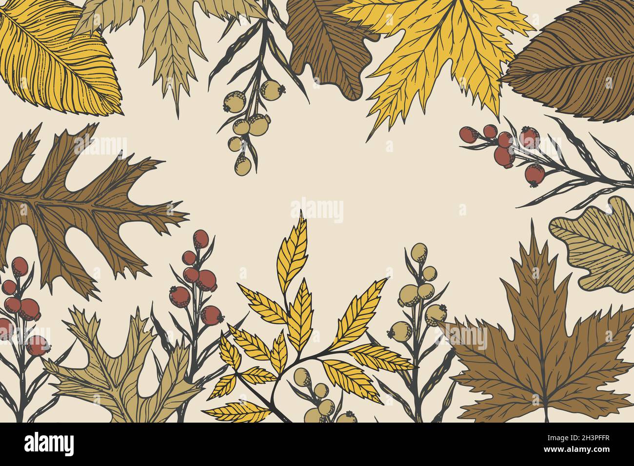 hand drawn autumn background vector design illustration Stock Vector ...