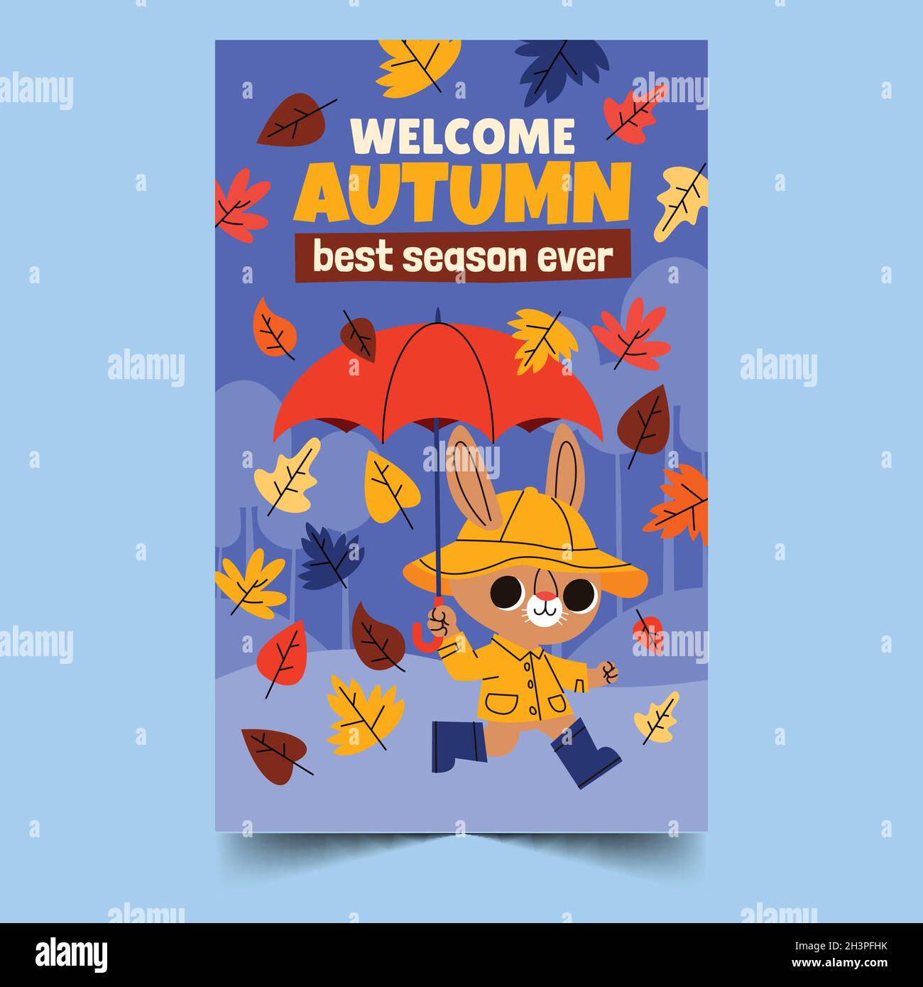 cartoon autumn vertical flyer template vector design illustration Stock ...