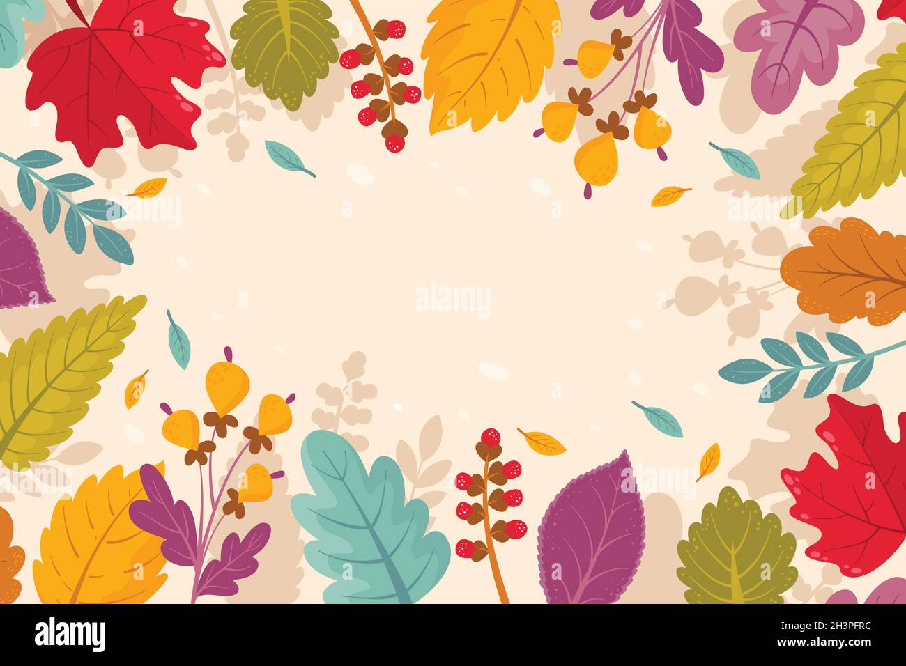 cartoon autumn leaves background vector design illustration Stock ...