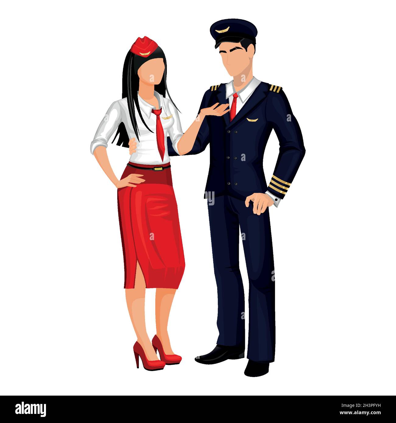 Pilot and stewardess in uniform on a white background - Vector ...