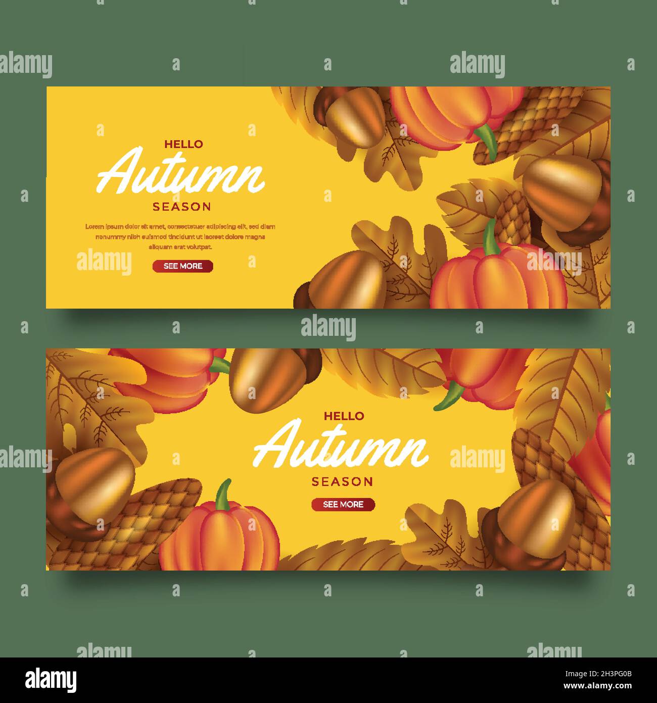 realistic autumn banners set vector design illustration Stock Vector ...