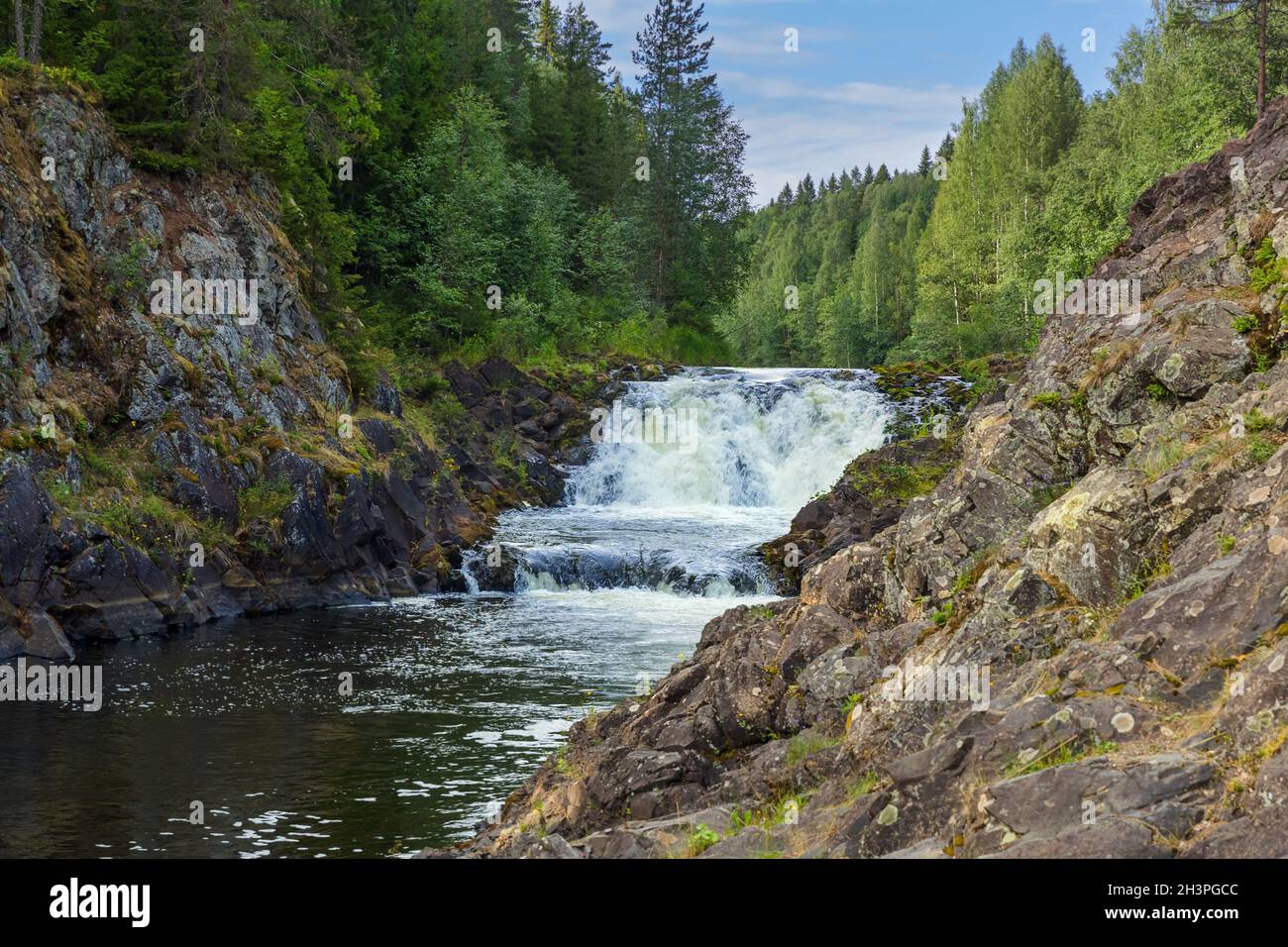 Waterfall in the taiga forest hi-res stock photography and images - Alamy