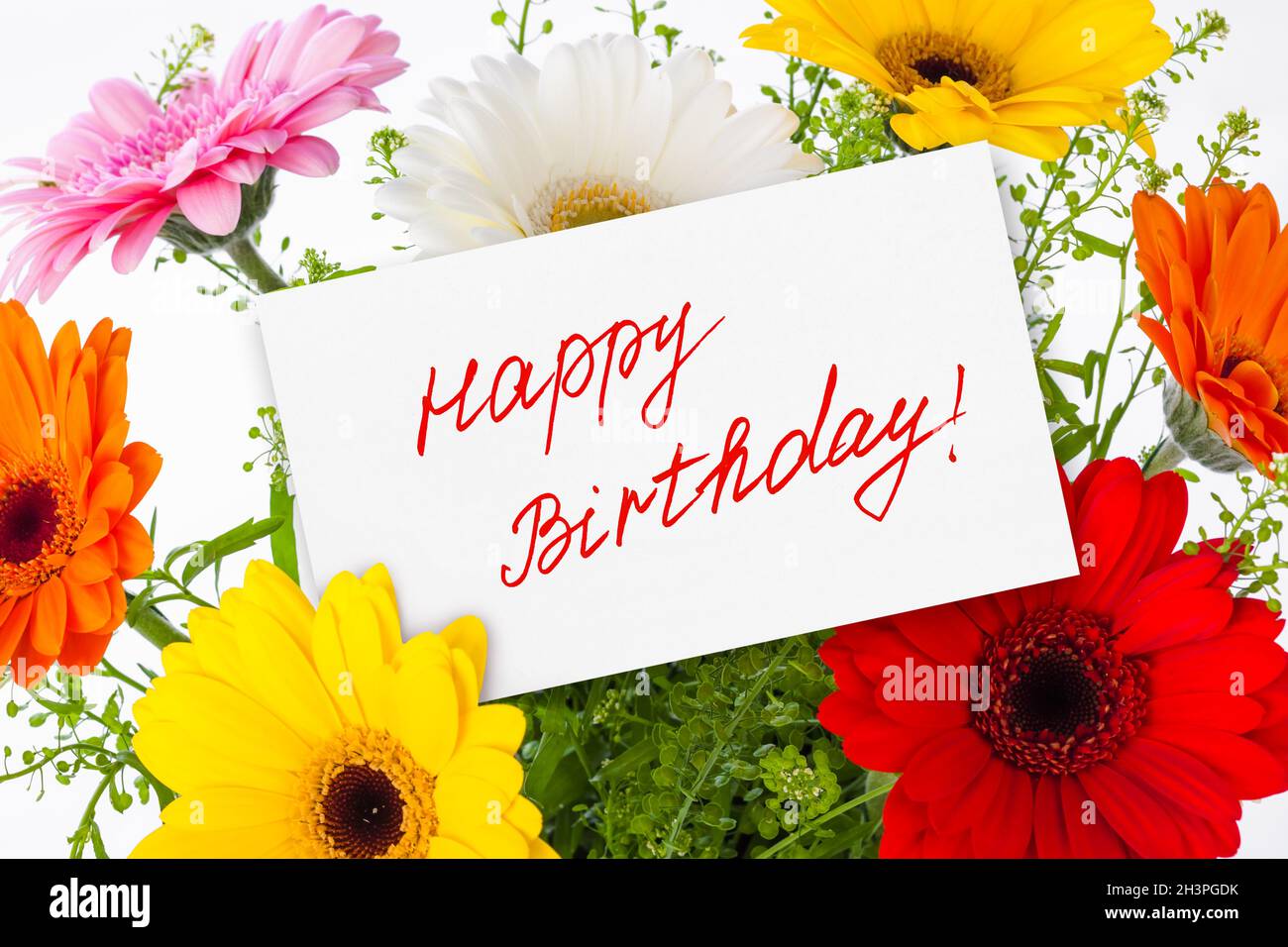 Flowers bouquet and greeting card Stock Photo - Alamy