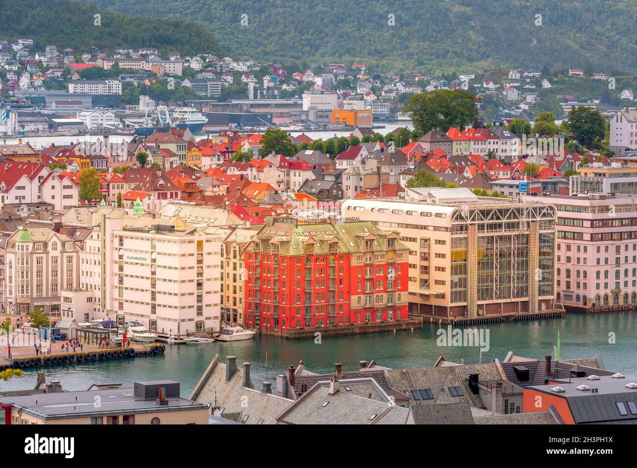 Bergen, Norway aerial port and city view Stock Photo - Alamy