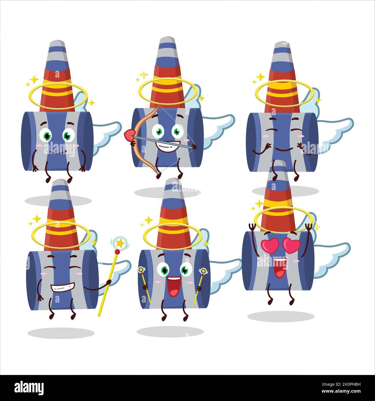 Blue party blower cartoon designs as a cute angel character. Vector ...