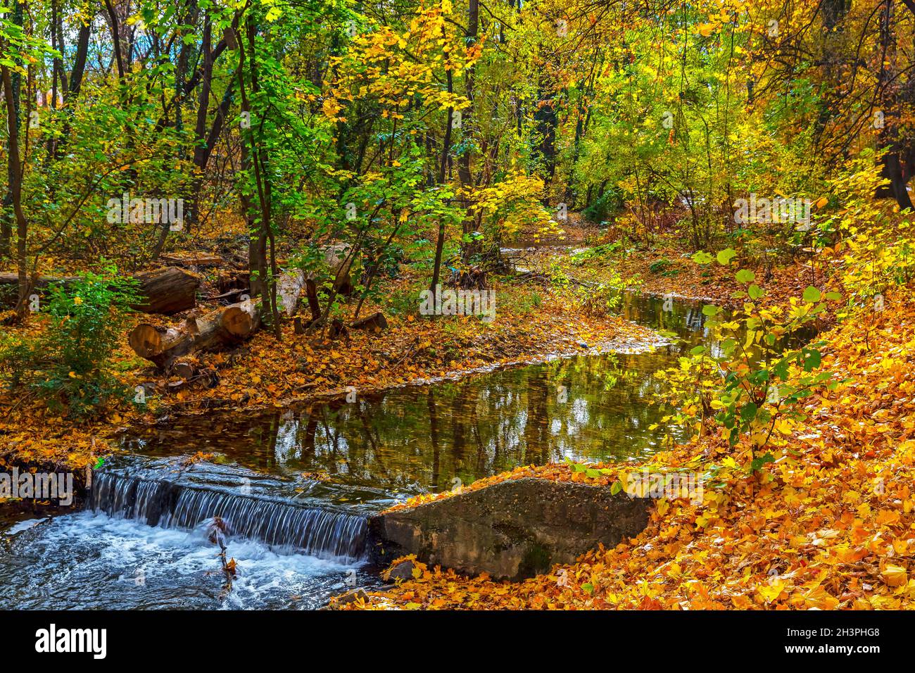 Amazing autumn view of Perlovska reka river, Sofia, Bulgaria Stock ...