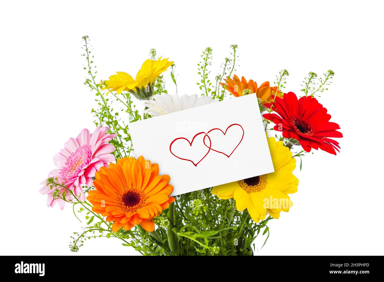 Flowers bouquet and greeting card Stock Photo - Alamy