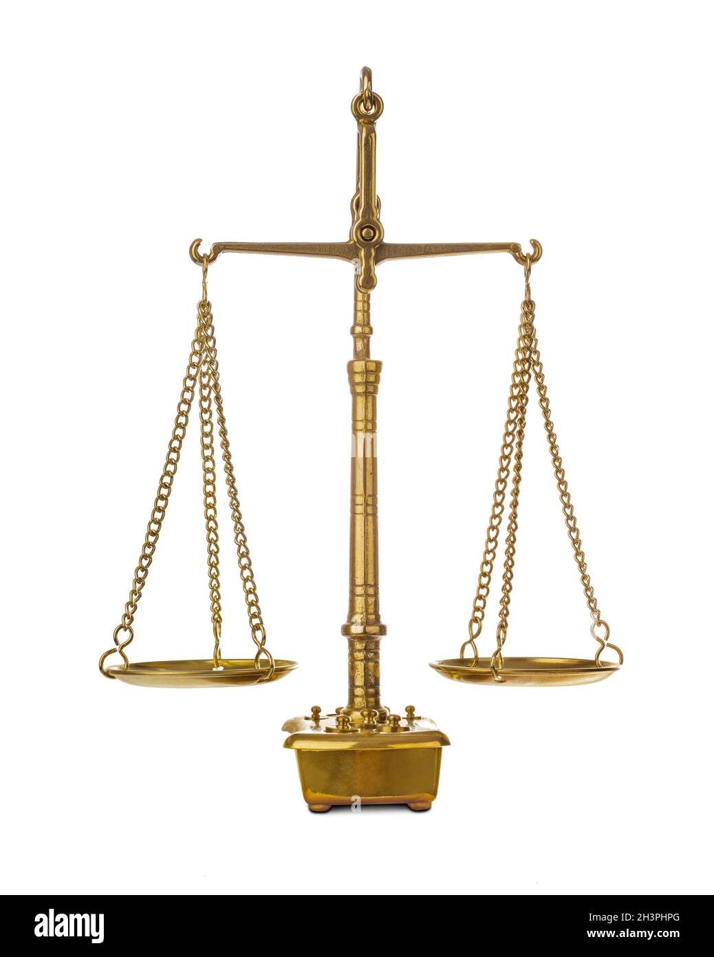 Golden weight balance scale Stock Photo - Alamy