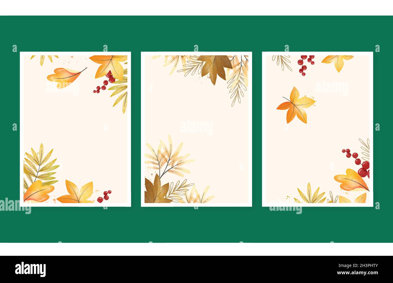 watercolor autumn cards collection vector design illustration Stock ...