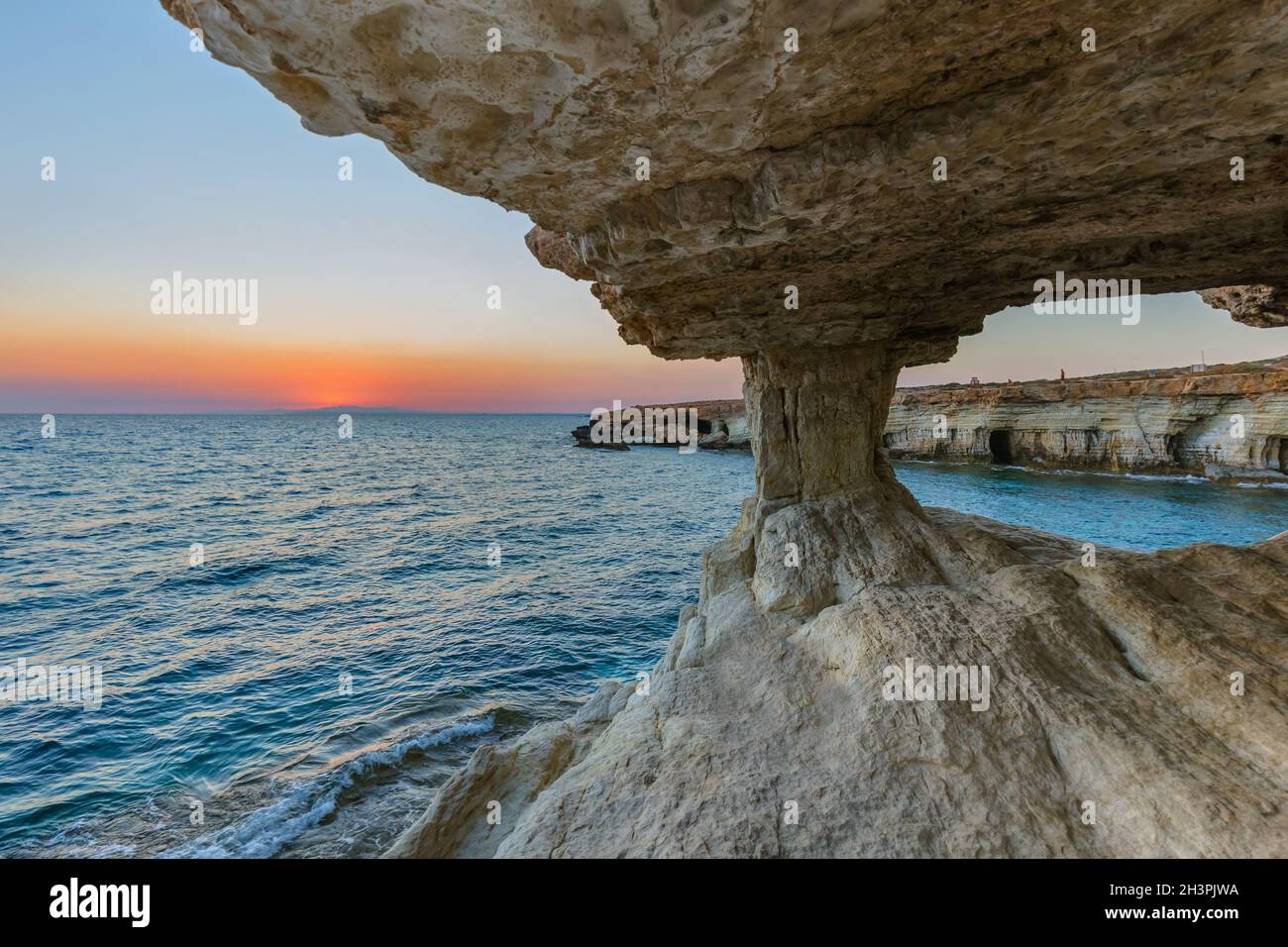 Famous Sea Caves at sunset in Ayia Napa Cyprus Stock Photo - Alamy