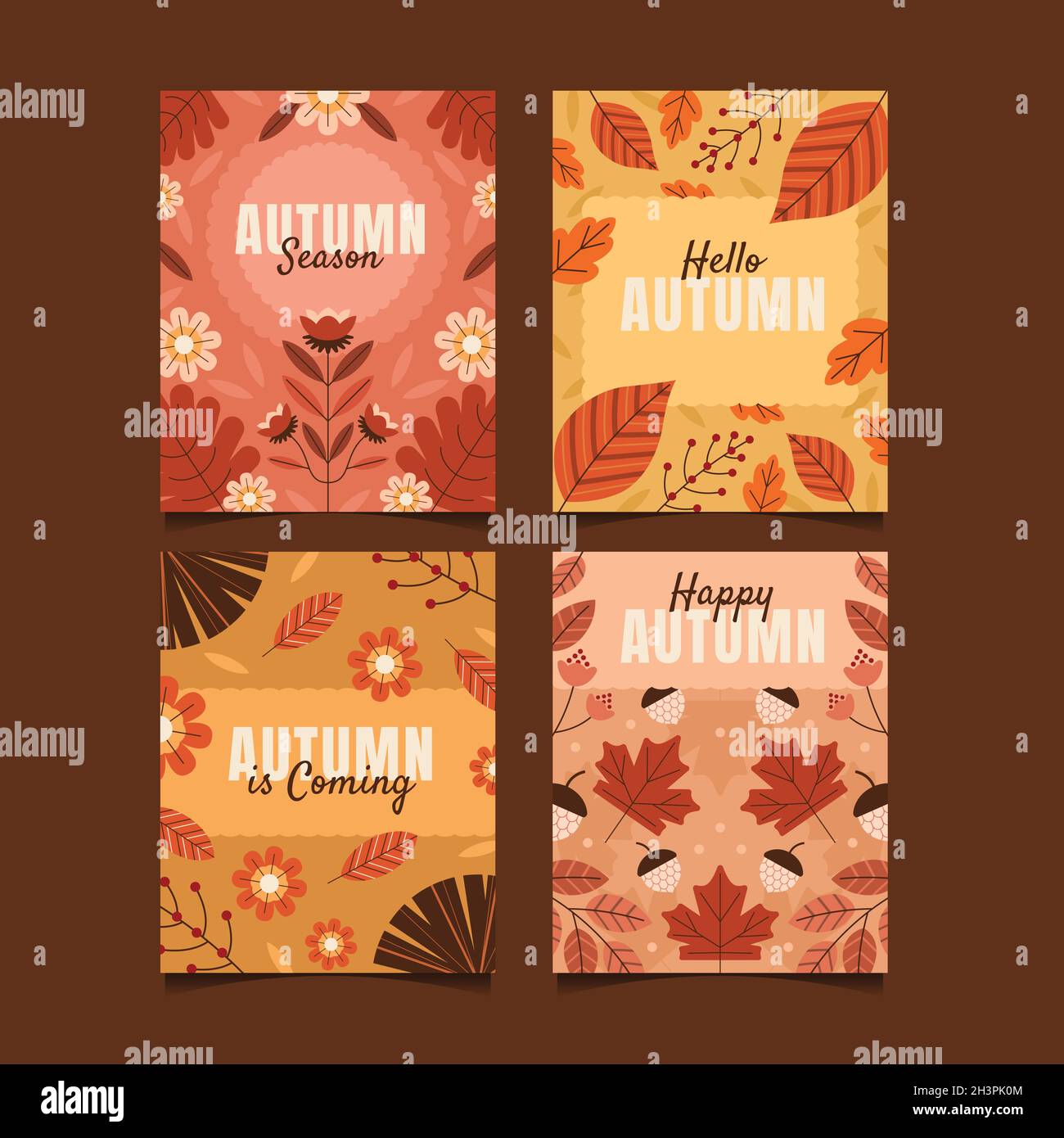 autumn cards collection vector design illustration Stock Vector Image ...