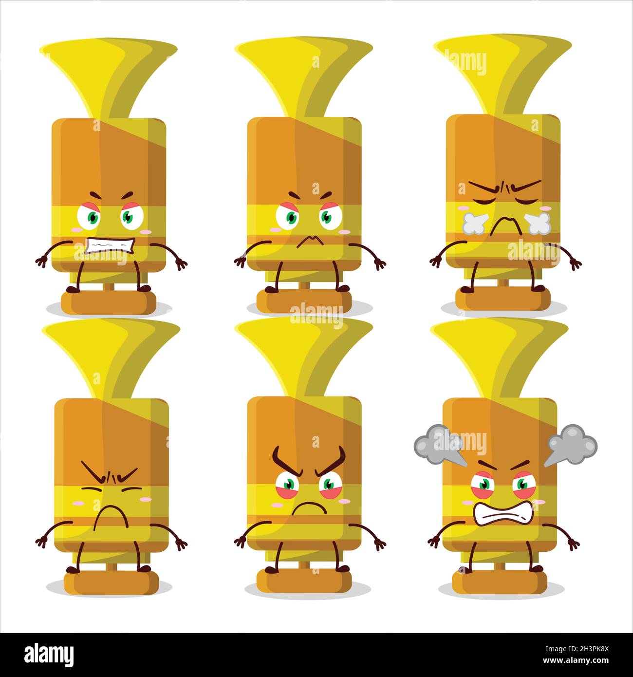 Orange spray trumpet cartoon character with various angry expressions ...